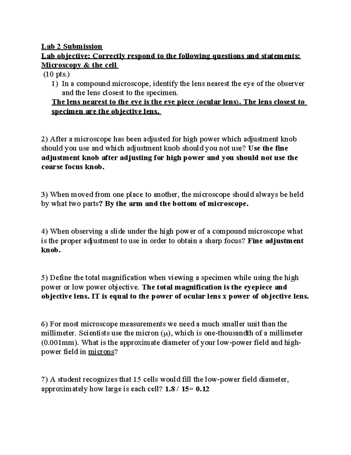 Micro - Lab 2 Submission Lab objective: Correctly respond to the ...