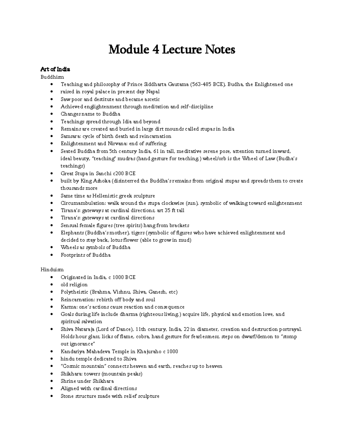 Art module 4 notes - Module 4 Lecture Notes Art of India Buddhism ...