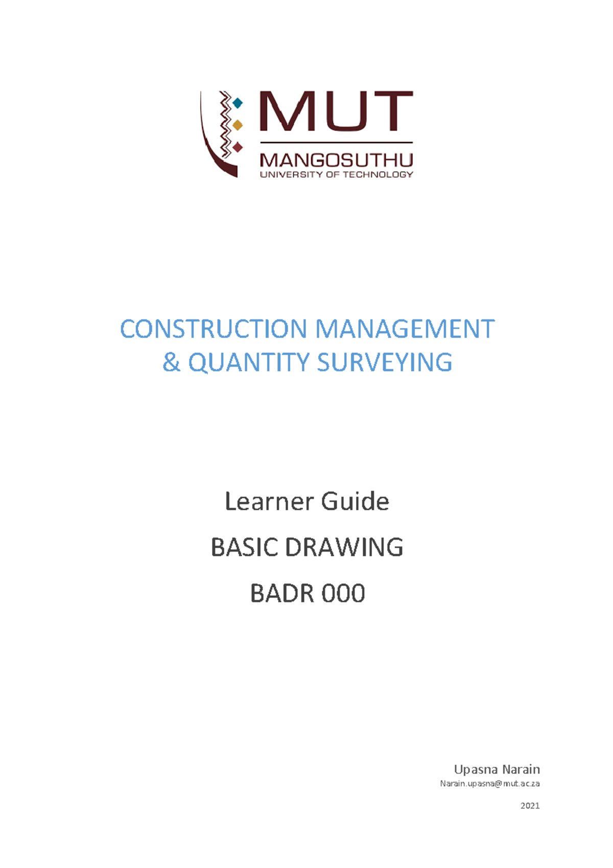 Basic Drawing Learner guide - CONSTRUCTION MANAGEMENT & QUANTITY ...
