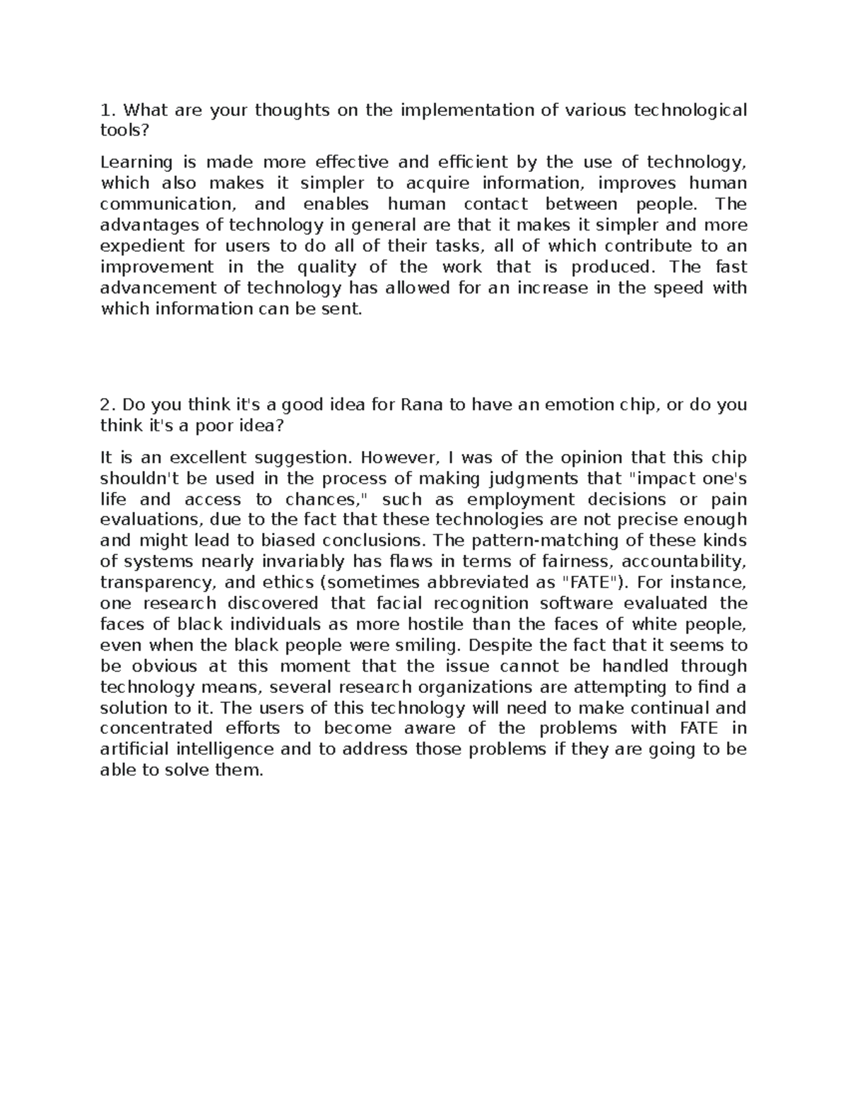 Tutorial Work - example of discussion post. - What are your thoughts on ...