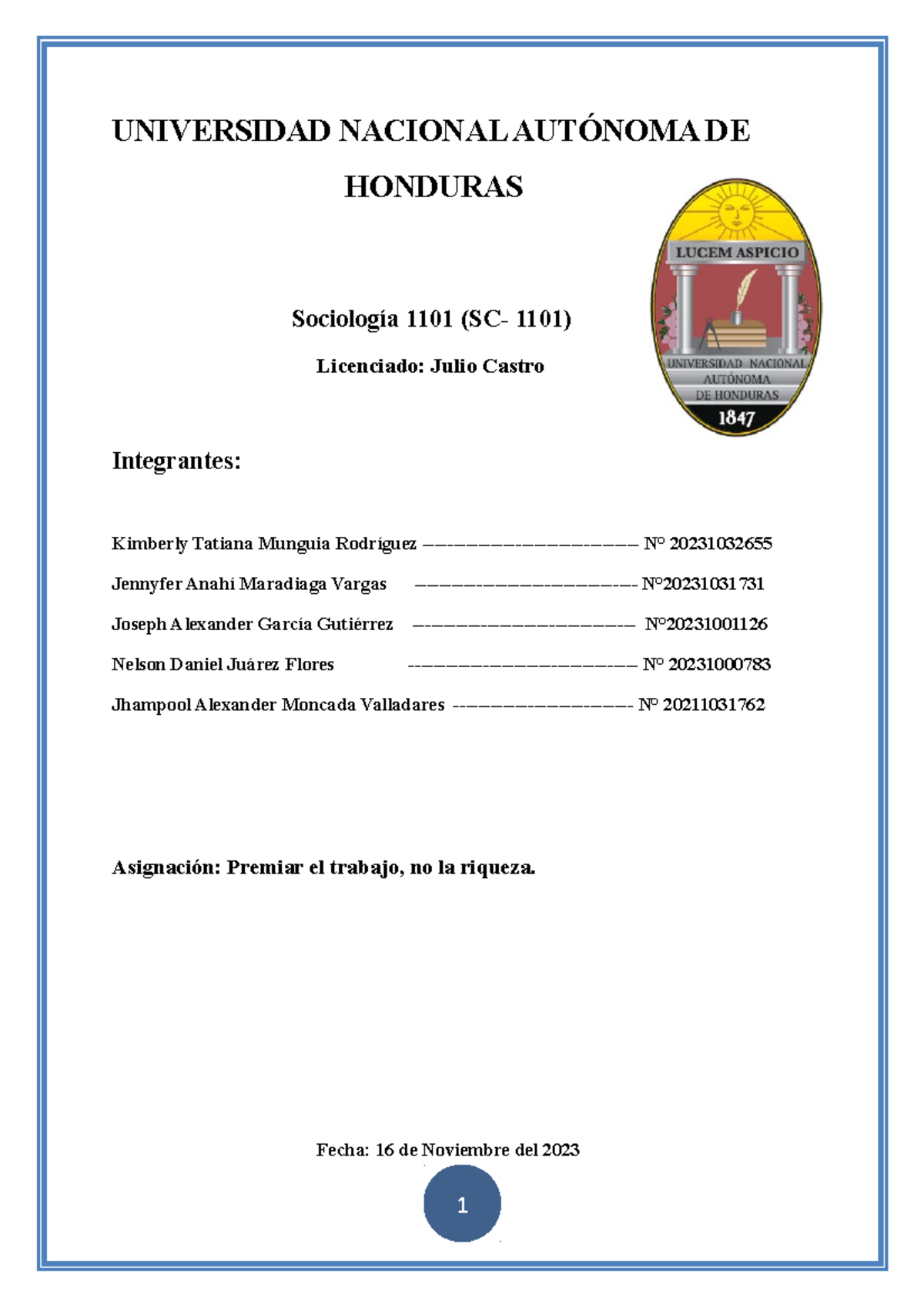 Tarea Socio - sjsjjsjsjs - UNIVERSIDAD NACIONAL AUTÓNOMA DE HONDURAS ...