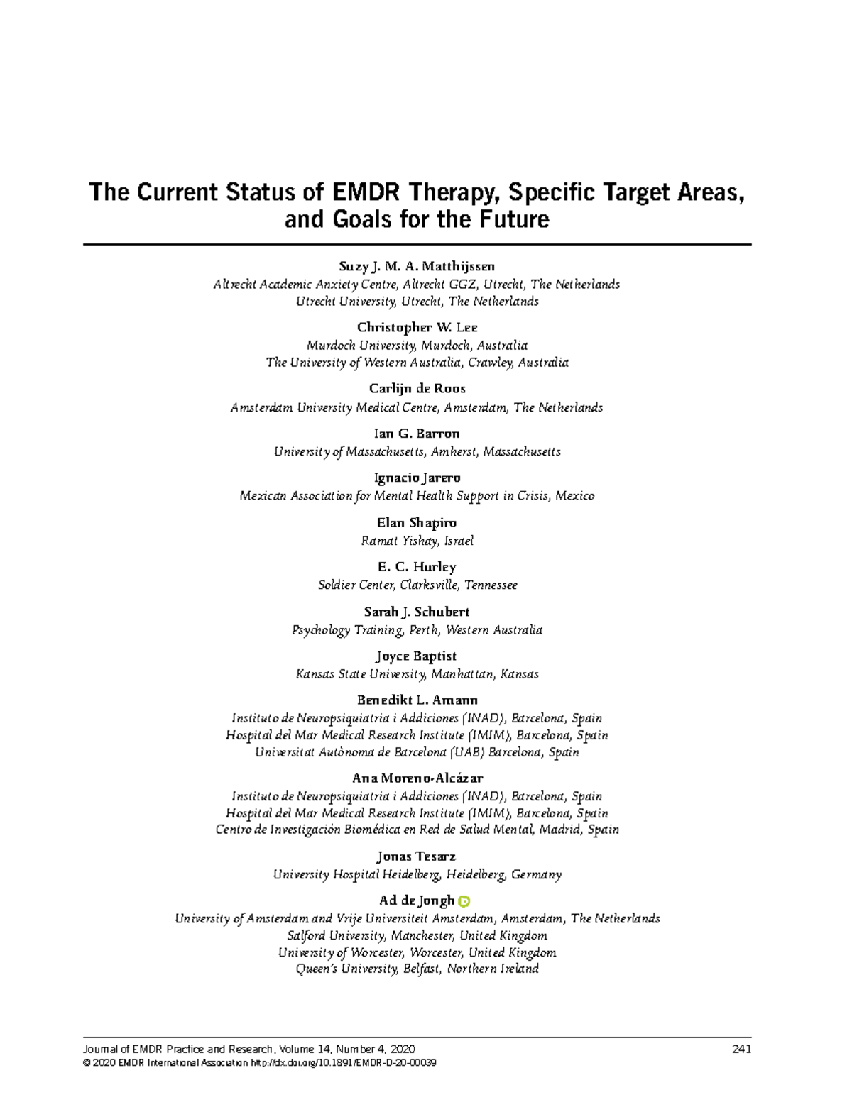EMDR estatus actual - The Current Status of EMDR Therapy, Specific ...