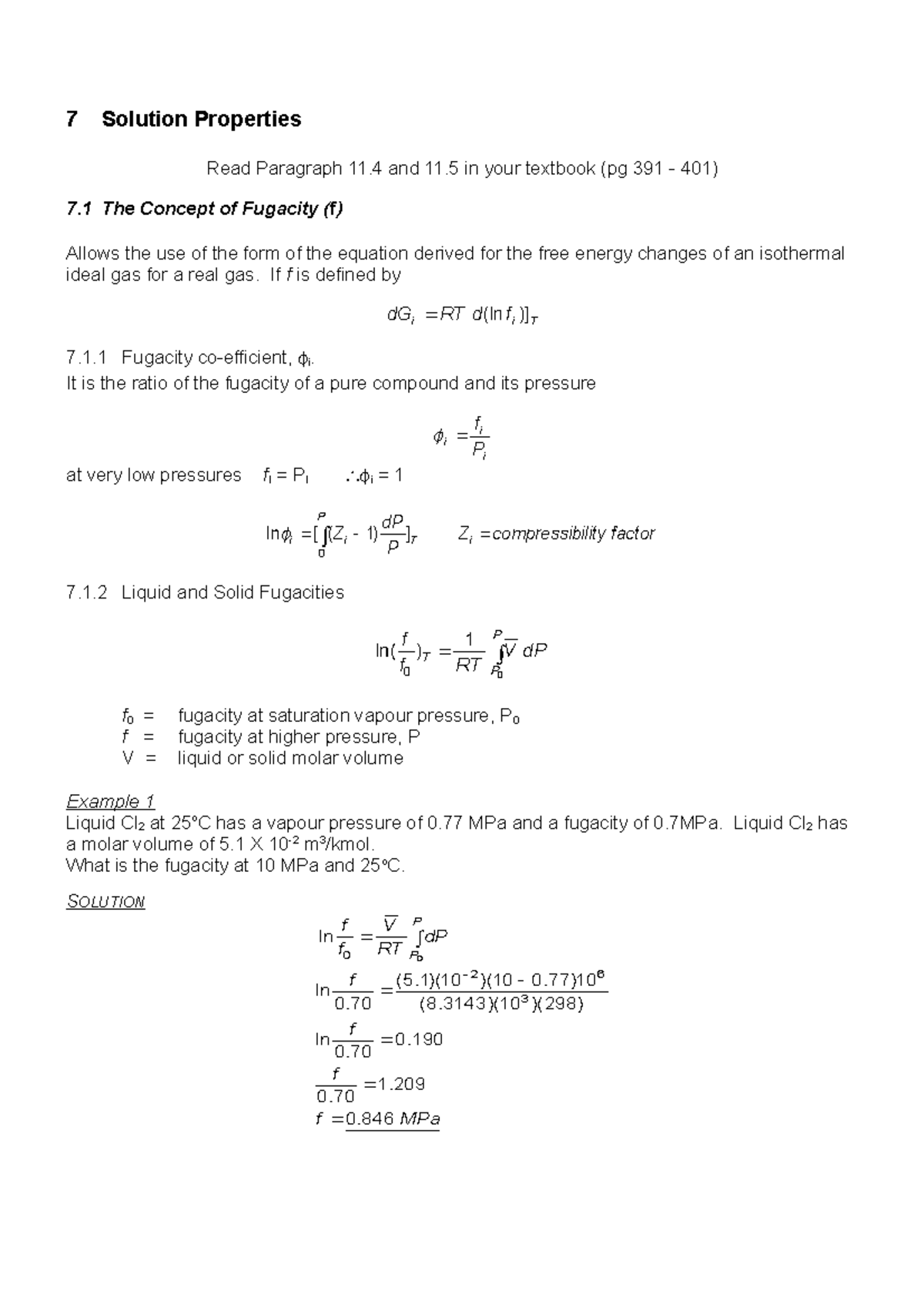 Notes 7 - Solution Properties - 7 Solution Properties Read Paragraph 11 ...