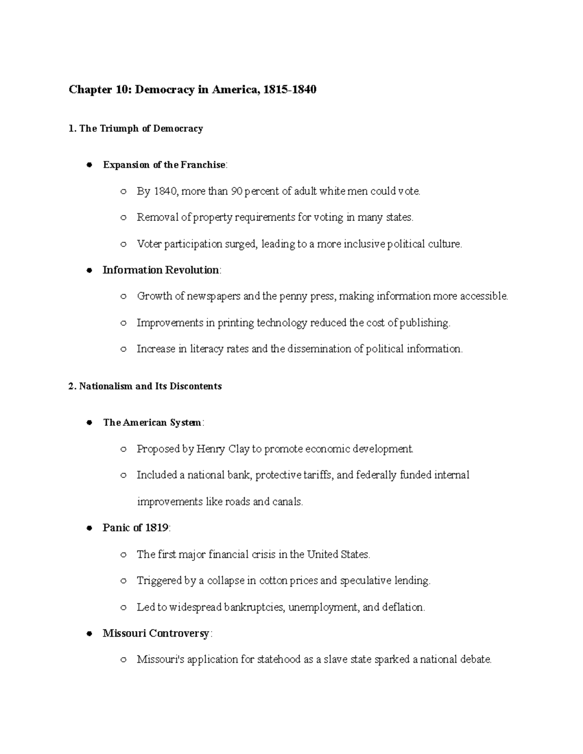 Chapter 10 Democracy in America, 1815-1840 - Chapter 10: Democracy in ...