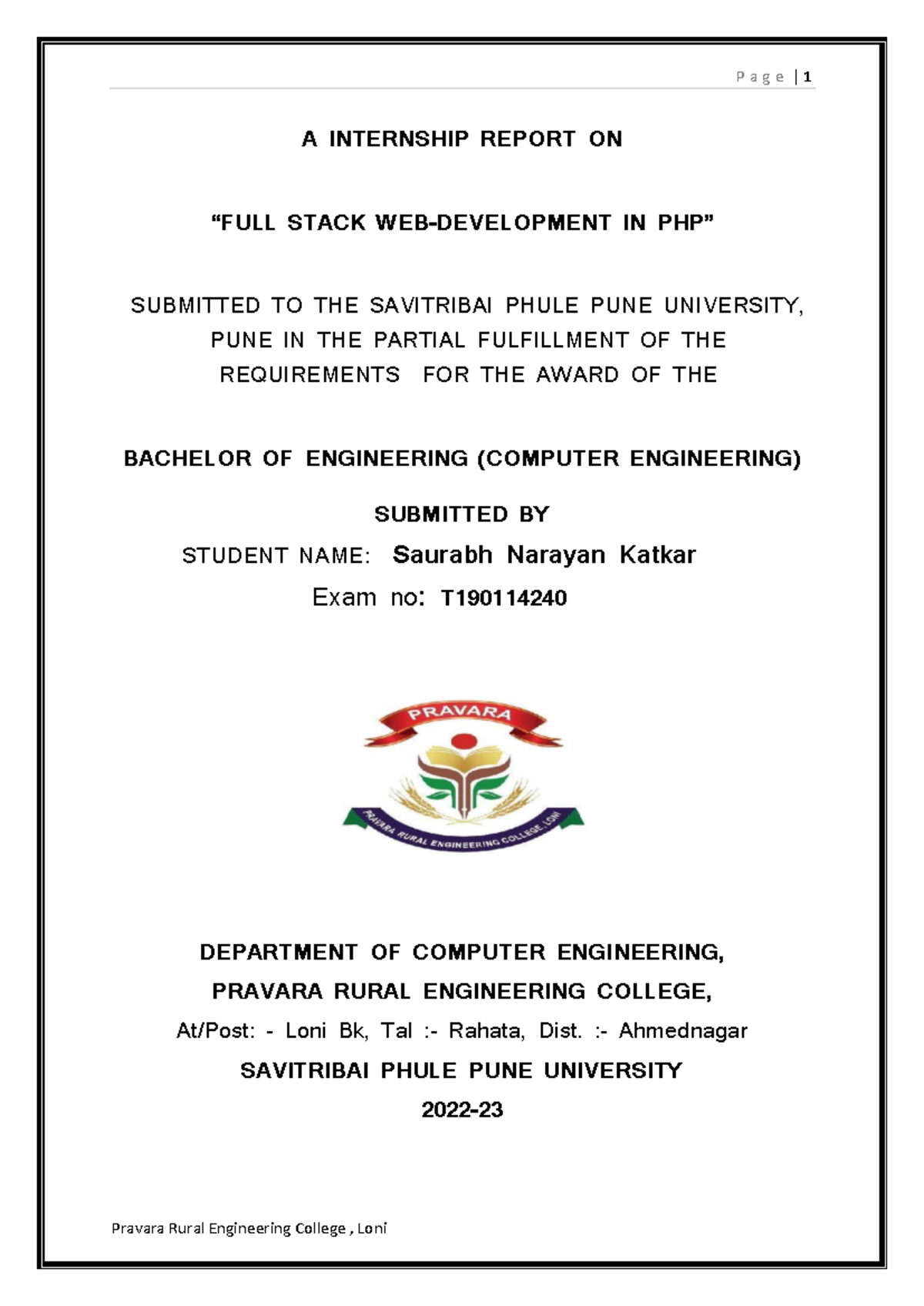 A Internship Report saurabh - A INTERNSHIP REPORT ON “FULL STACK WEB ...