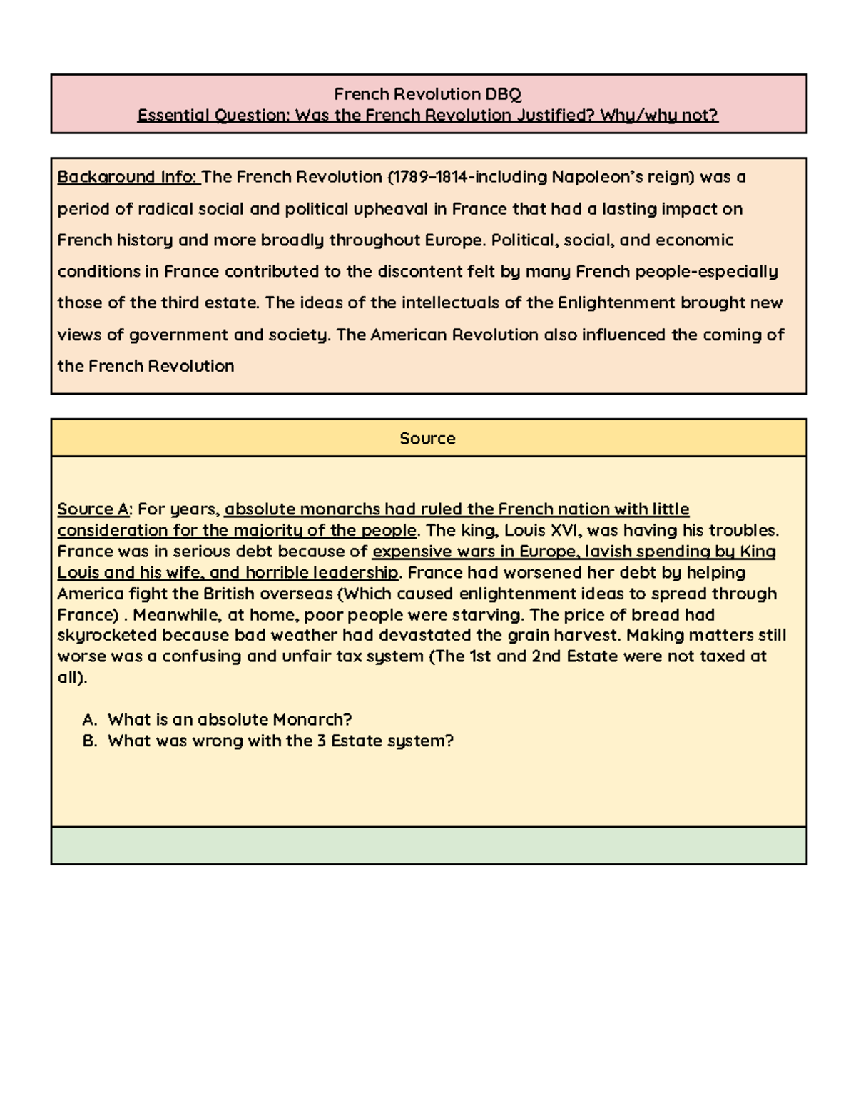 French Revolution DBQ - Google Docs - French Revolution DBQ Essential ...