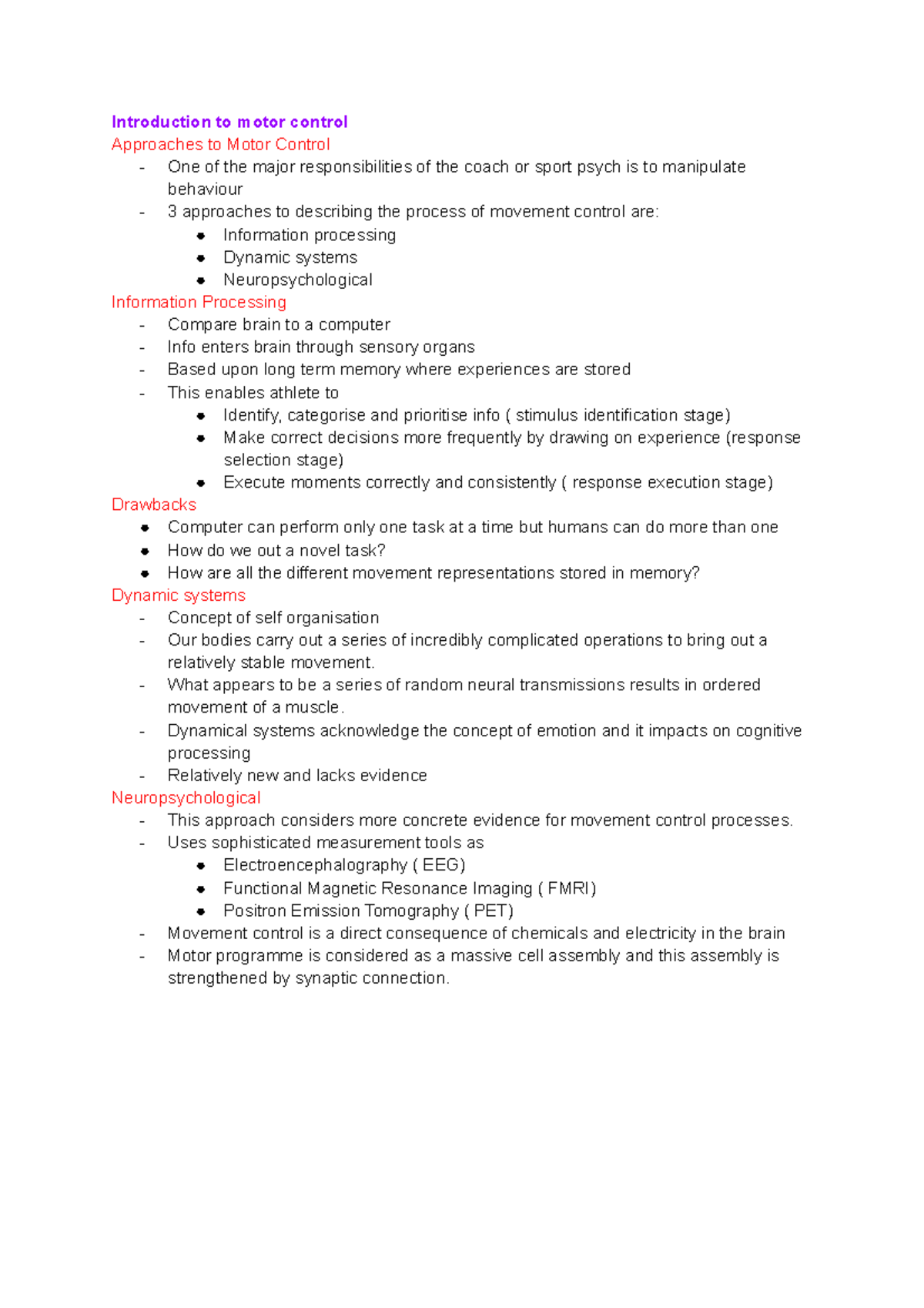 Introduction to motor control notes - Introduction to motor control ...