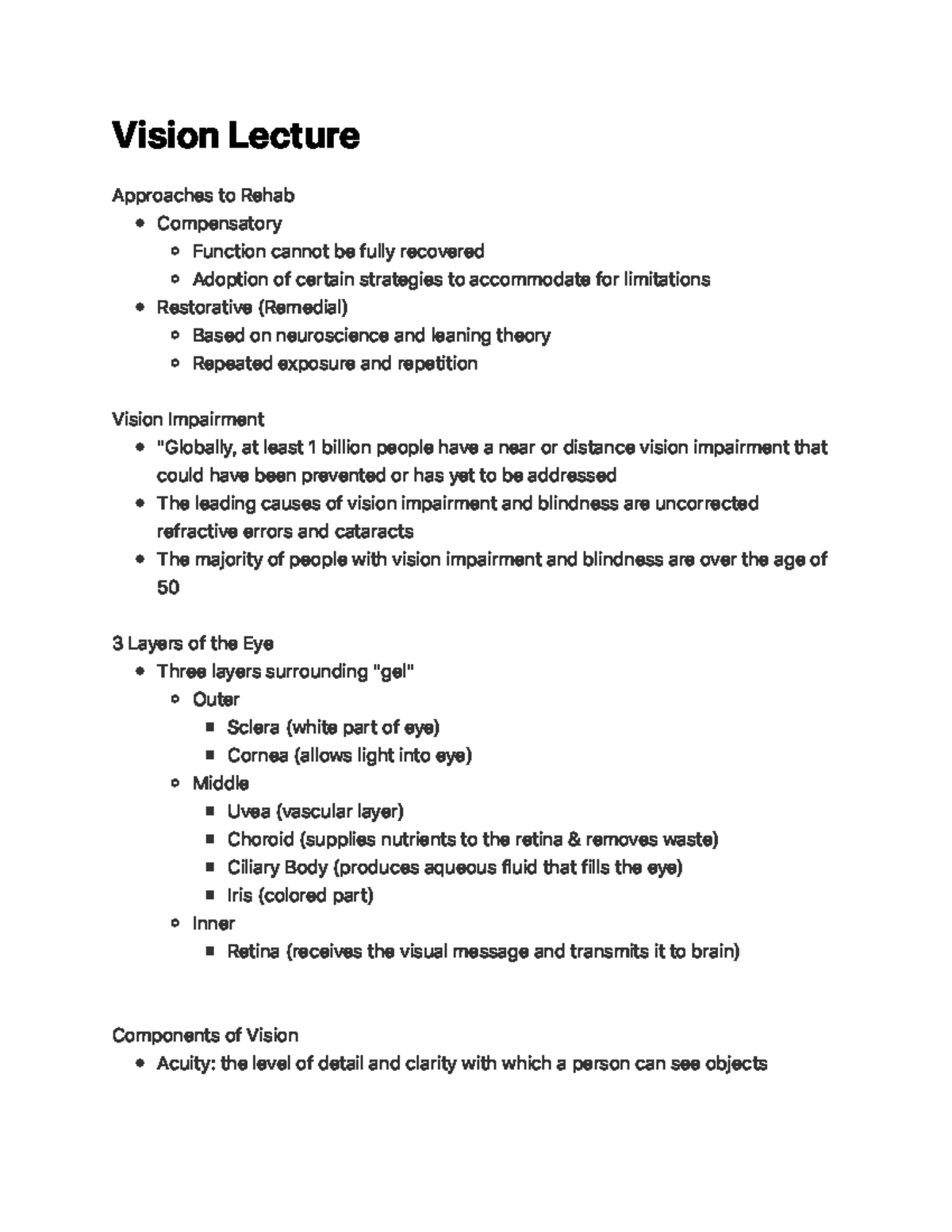 Vision Lecture - Master of Occupational Therapy course (first year ...