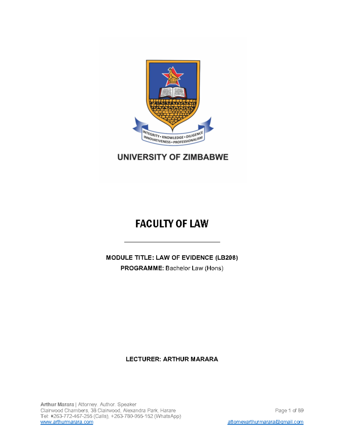 001. LAW OF Evidence - Consolidated Notes - Arthur Marara | Attorney ...