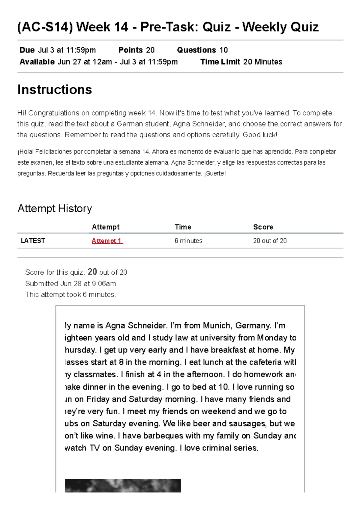 (AC-S14) Week 14 - Pre-Task Quiz - Weekly Quiz Ingles I - (AC-S14) Week ...