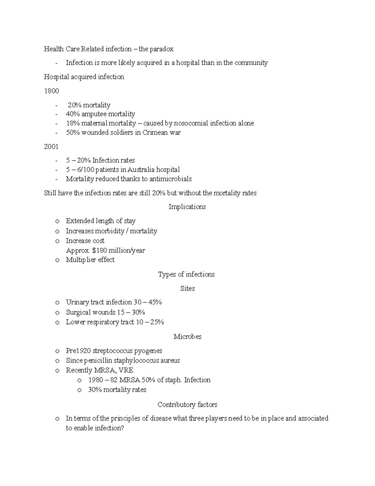 Exam Notes #2 - Test 2 Prep - Health Care Related infection – the ...