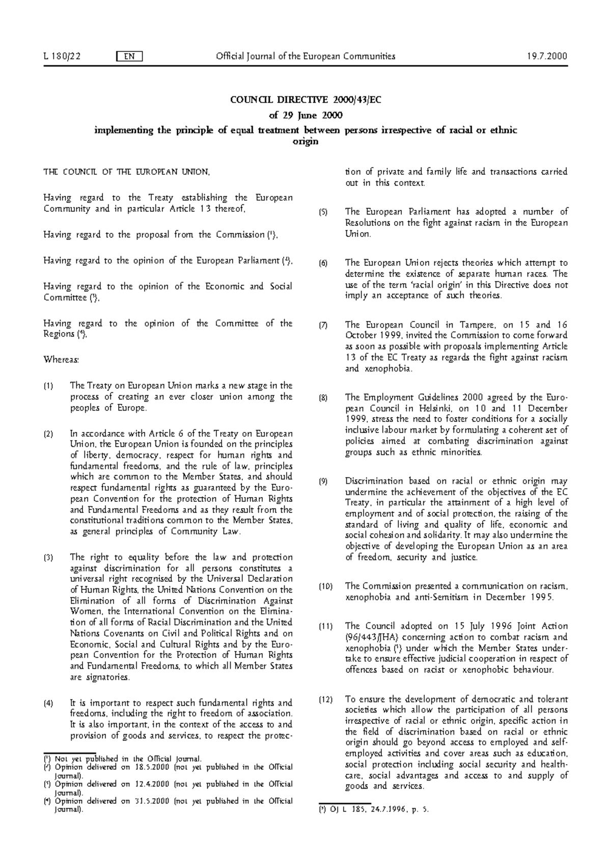 Directive 2000-42-EC - Labour LawL - L 180/22 EN Official Journal of ...