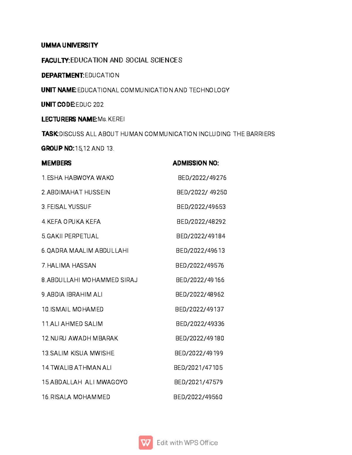 Educational Communication And Technology Docx Umma University Faculty