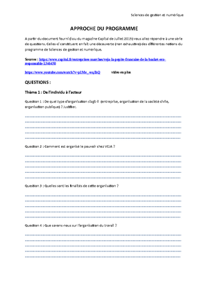Approche du programme eleve - Sciences de gestion et numérique APPROCHE ...