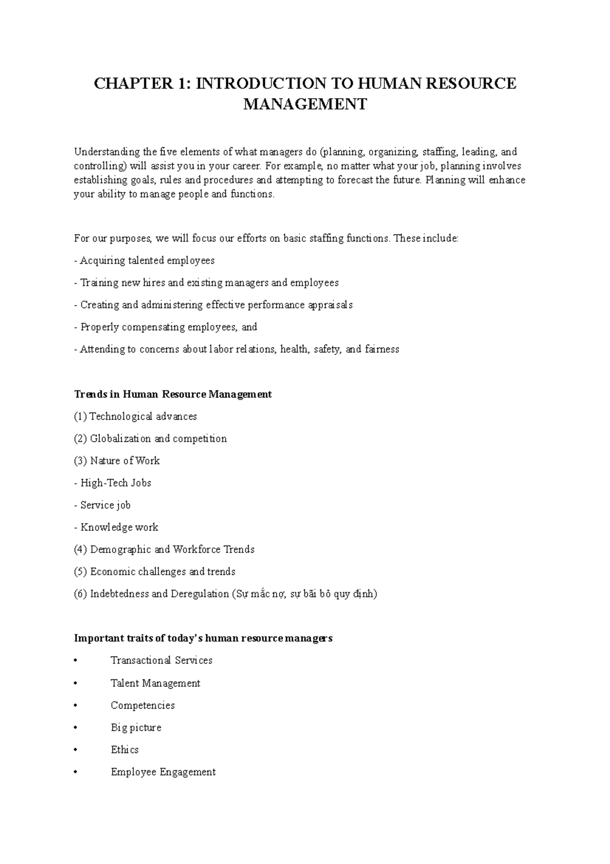 Qtnnl - CHAPTER 1: INTRODUCTION TO HUMAN RESOURCE MANAGEMENT ...