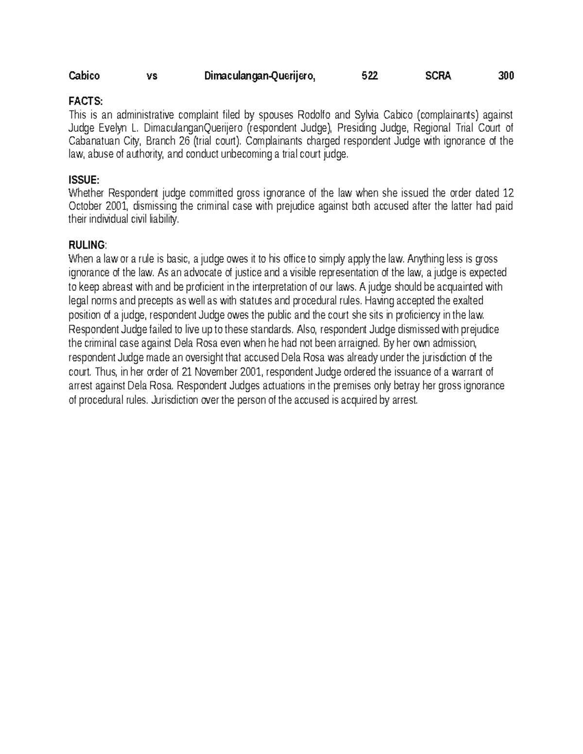 Rule 117- Cabico vs Dimaculangan - Cabico vs Dimaculangan-Querijero ...