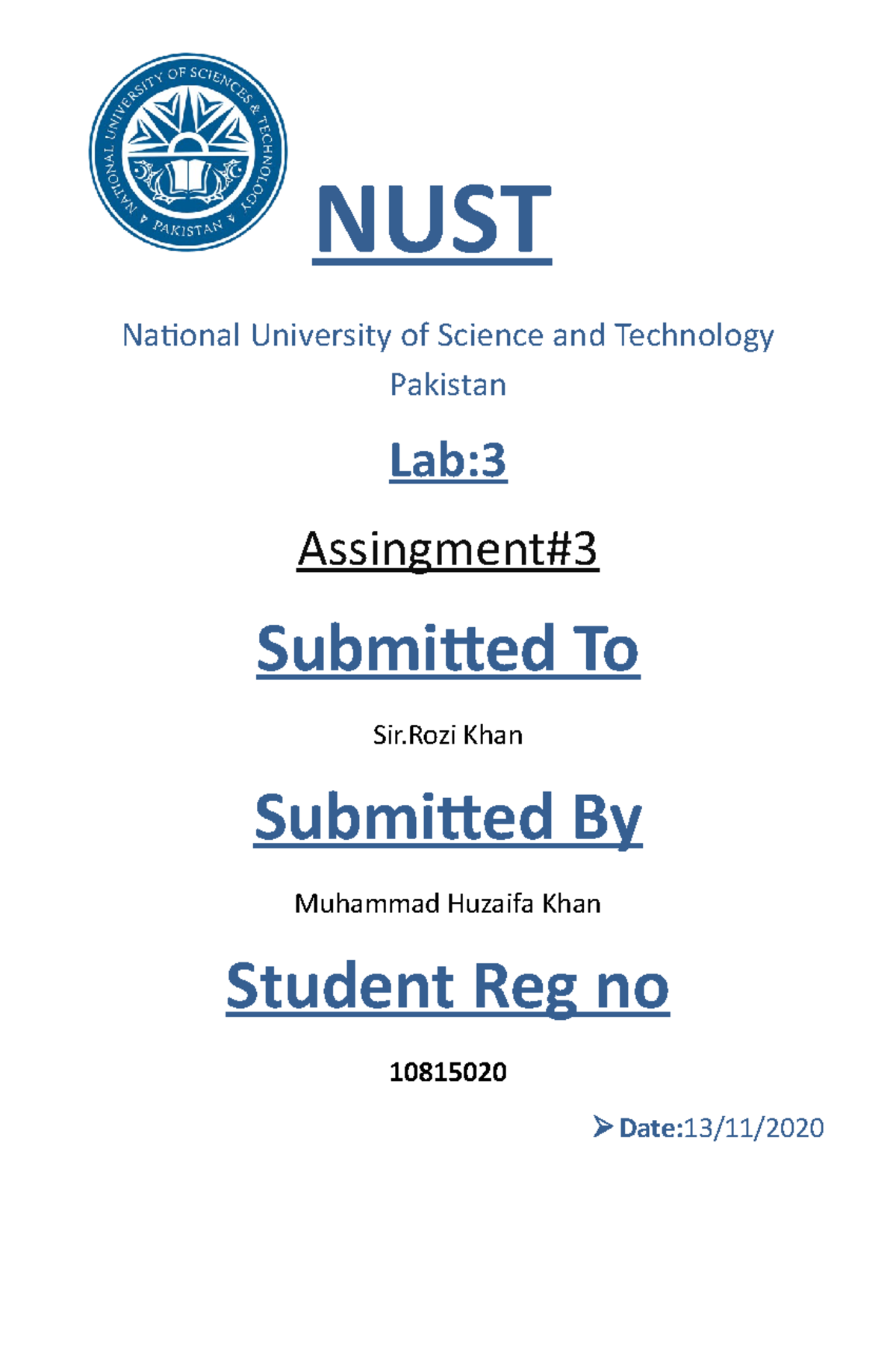 Assingment lab - Difference between different tools used in lab - NUST ...