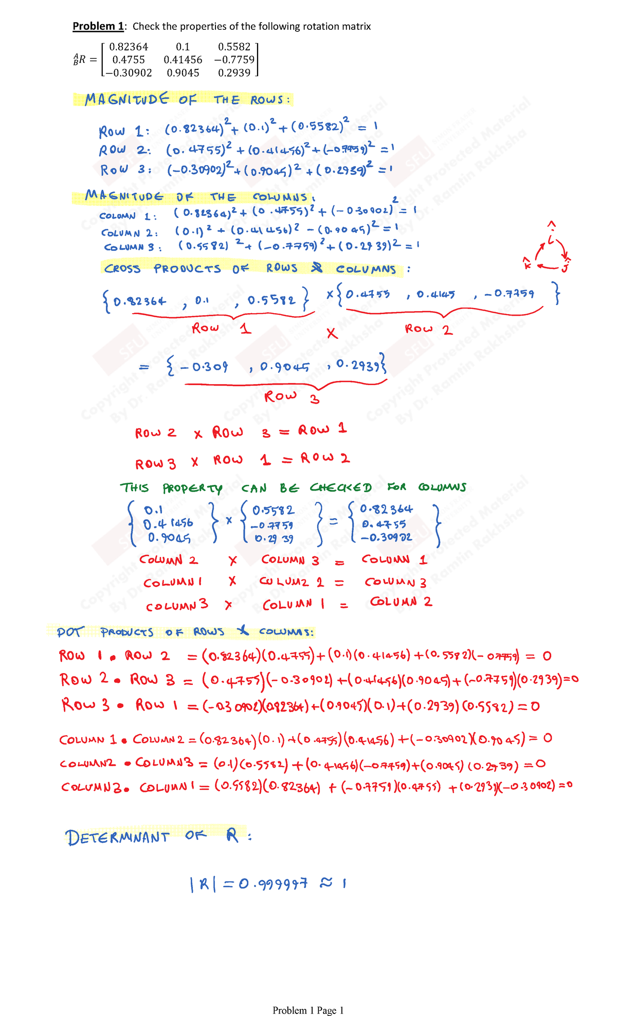 MSE429 - Tutorial 1 (Solutions) - Problem 1 : Check the properties of the following rotation ...