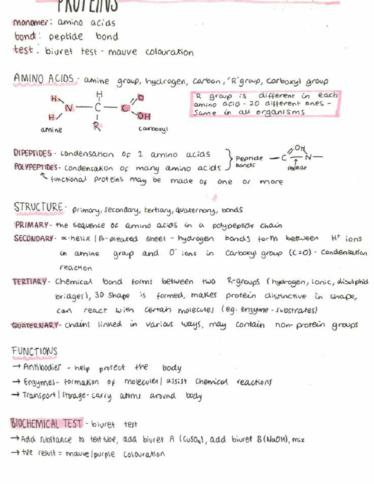 Proteins - Its lecture notes - Biochemistry, Genetics, Biotechnology ...