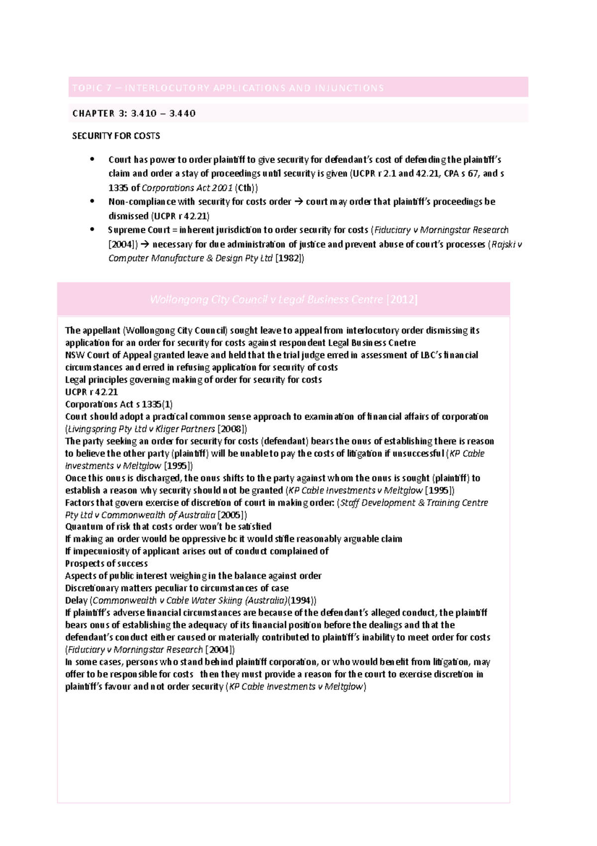 Topic 7 Textbook Readings - TOPIC 7 – INTERLOCUTORY APPLICATIONS AND ...