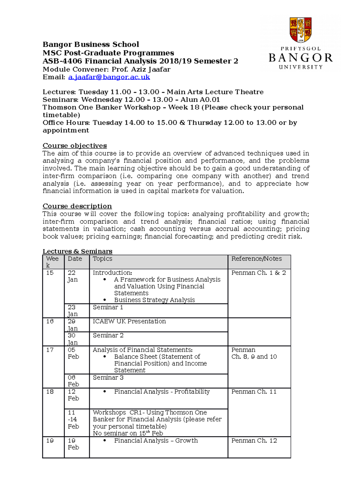 Course outline ASB4406 1819 & coursework - Bangor Business School MSC ...