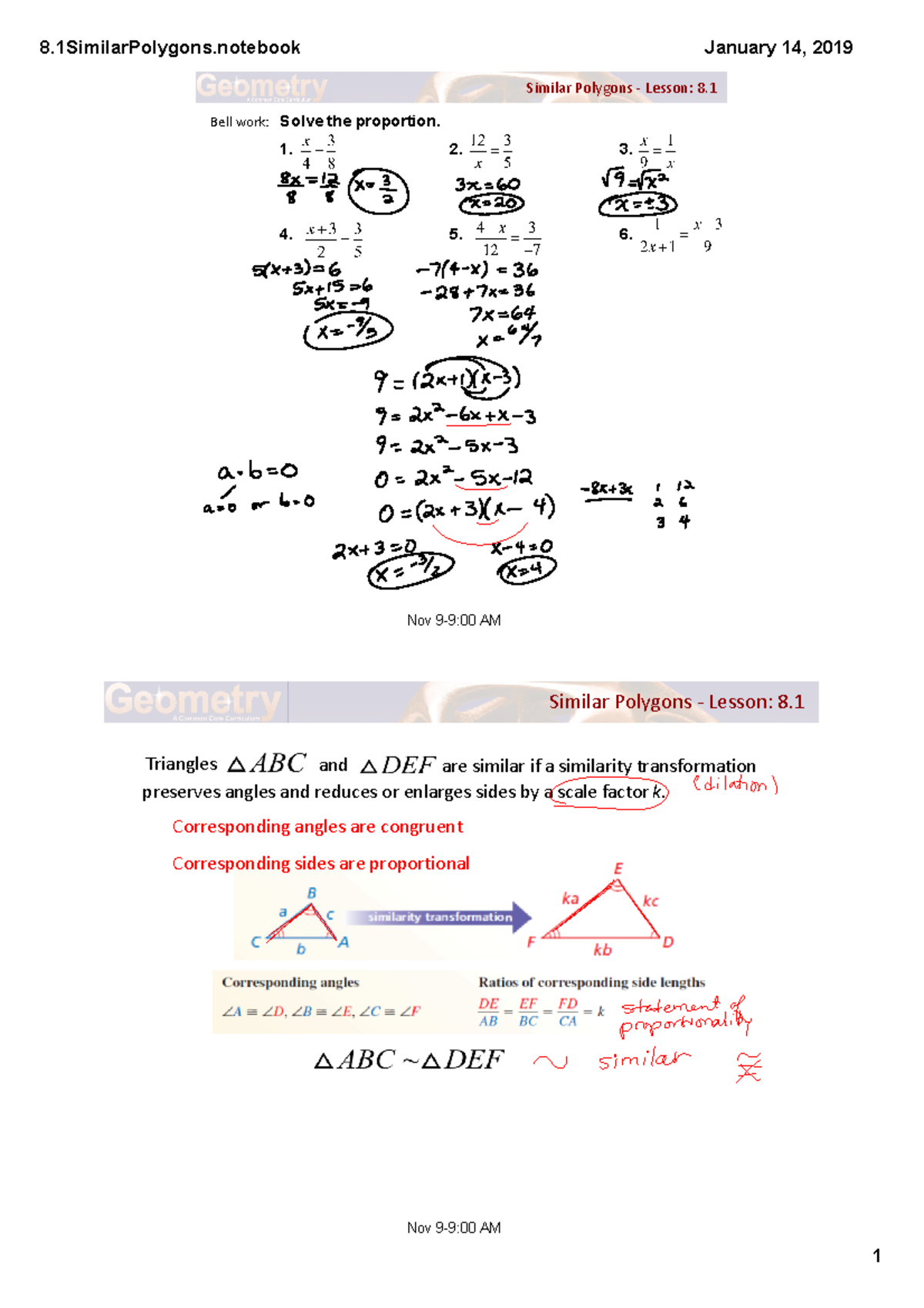 8.1 Similar Polygons - Reference - Nov 99:00 AM Similar Polygons ...