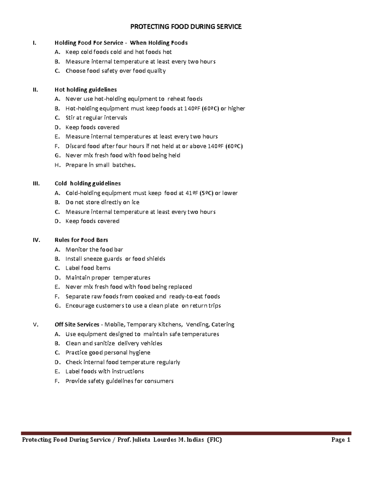 4 - Protecting Foods During Service - Protecting Food During Service ...