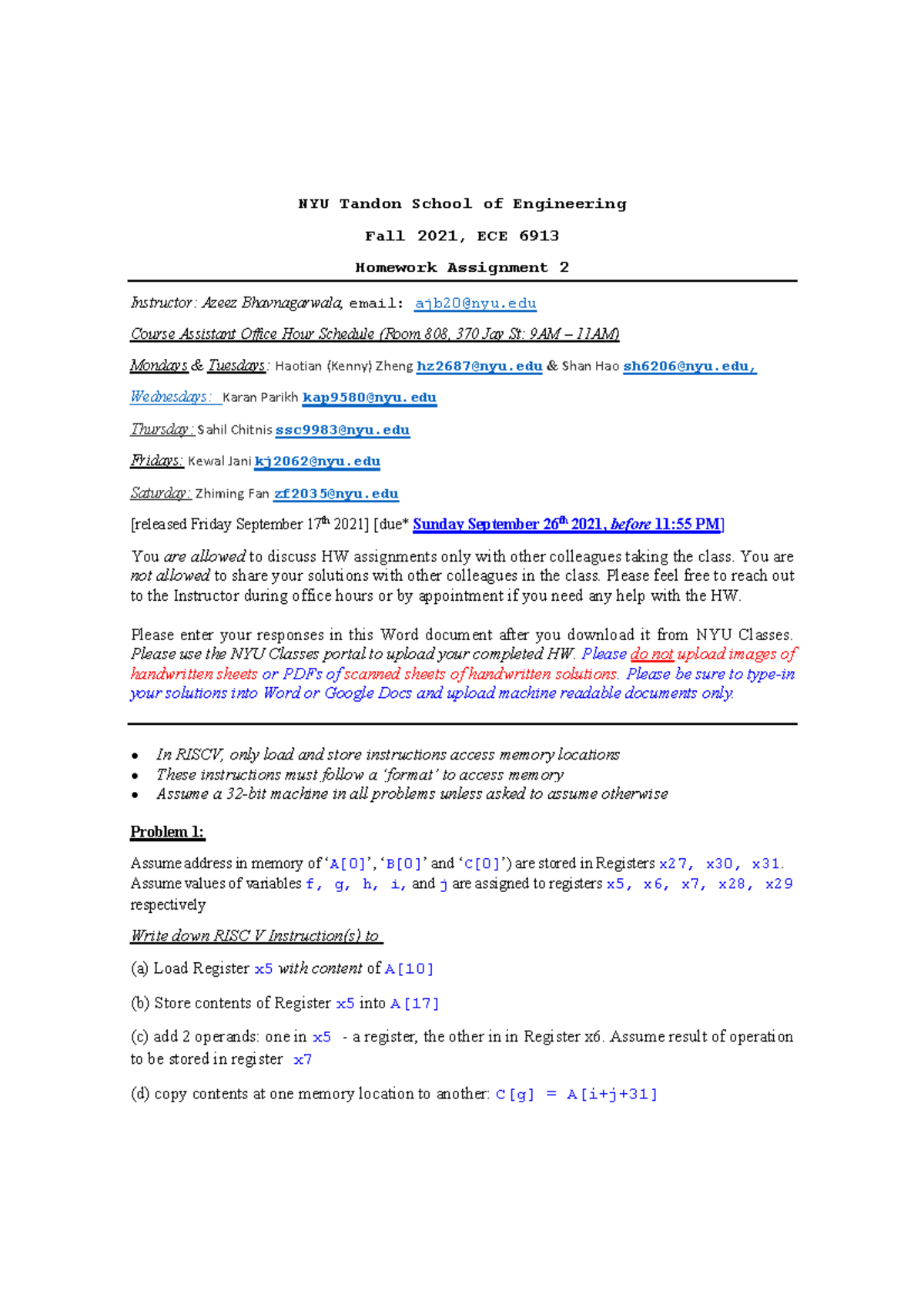 assignment 1 for practical solutions with example - NYU Tandon School ...