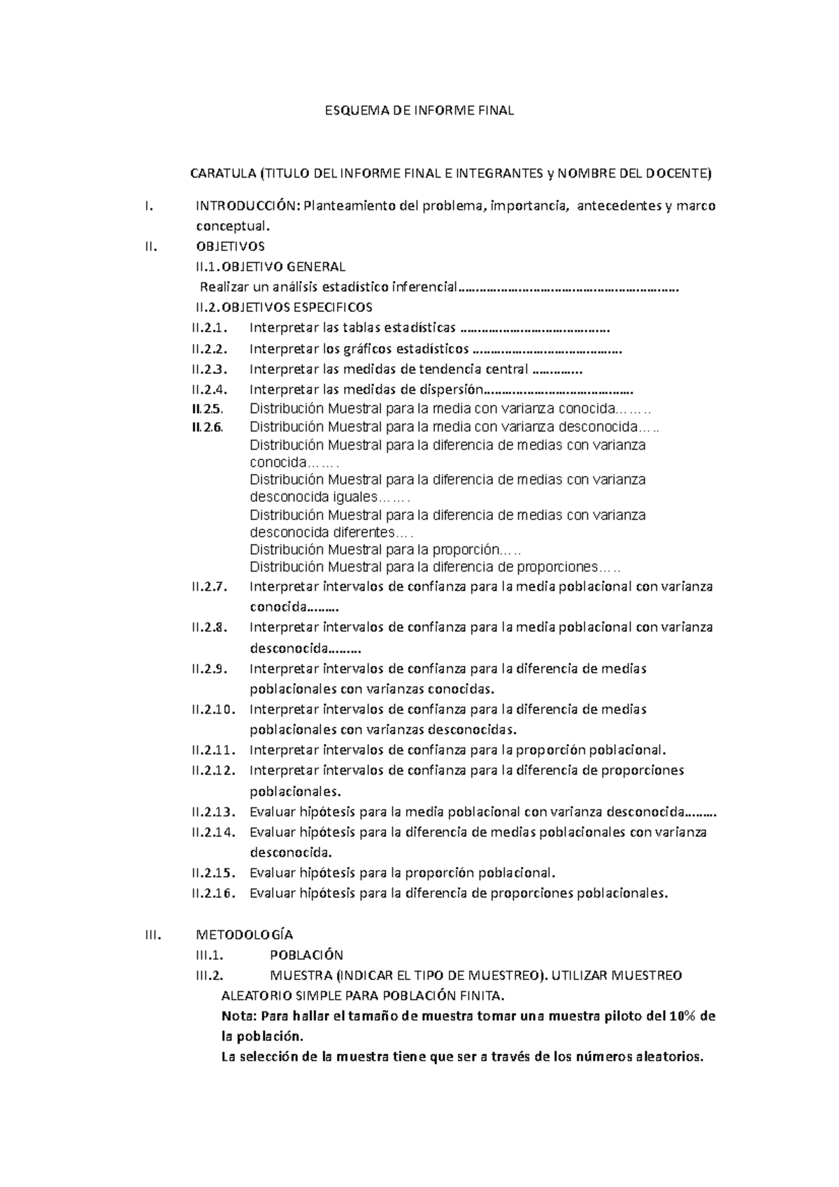 Esquema DE Informe Final-EI 2 - ESQUEMA DE INFORME FINAL CARATULA (TITULO DEL INFORME FINAL E ...