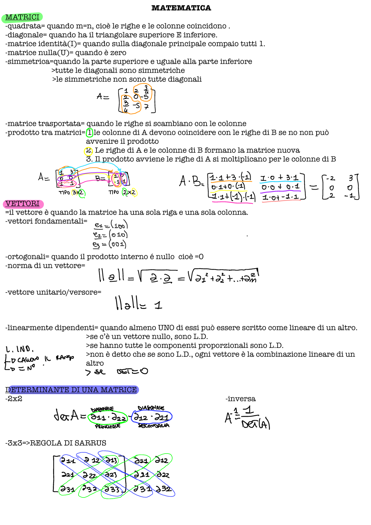 Riassunto Mate con anche i teoremi e definizioni - MATEMATICA MATRICI ...