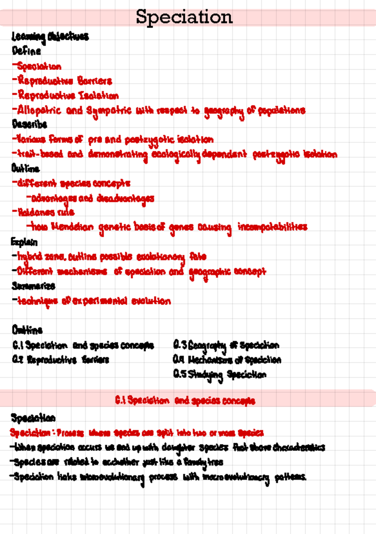 Topic 6 Lecture Notes - Speciation Learning Objectives Define ...