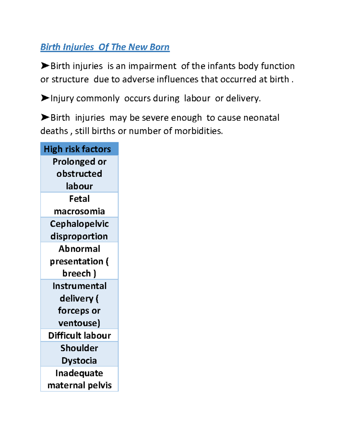 Birth injuries - Injury commonly occurs during labour or delivery ...