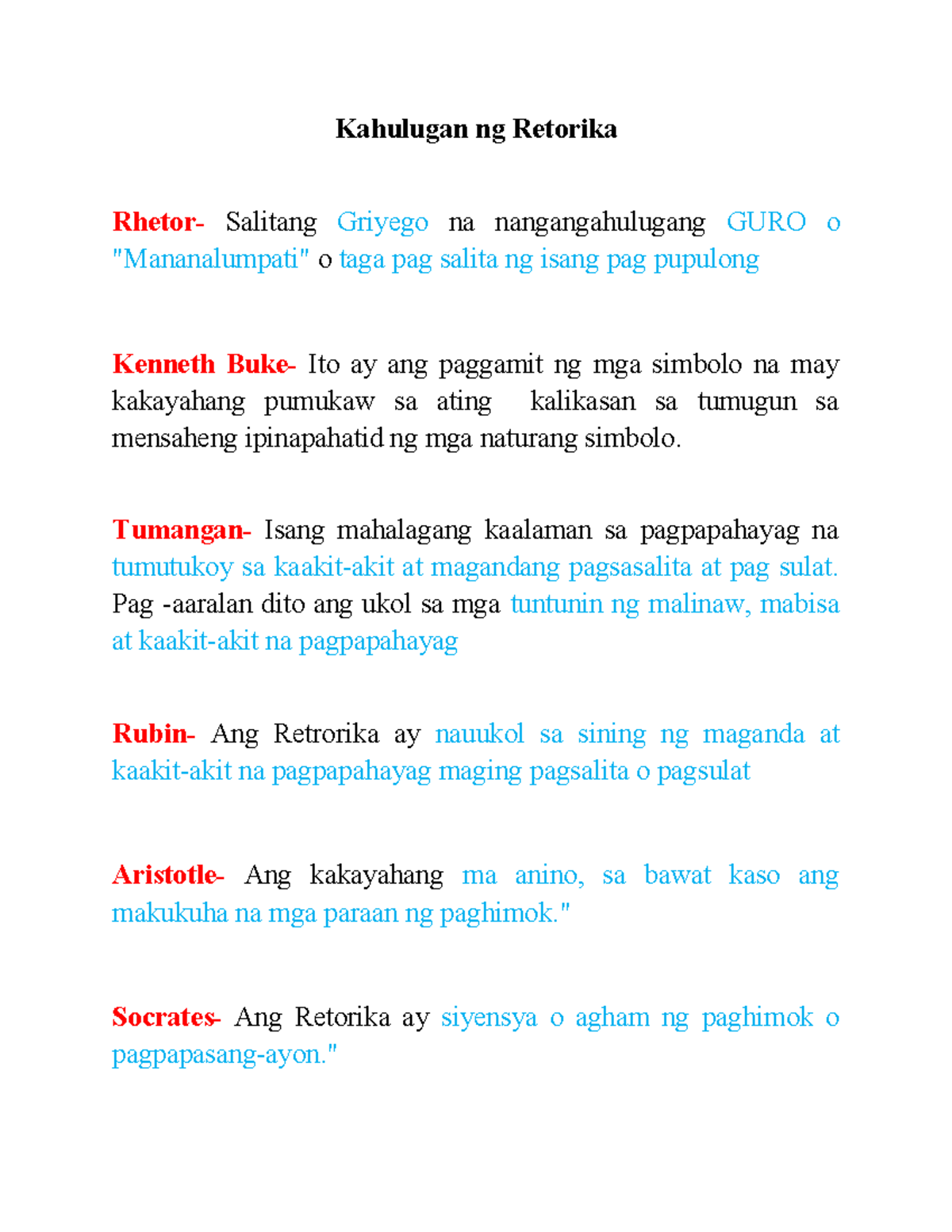 Kahulugan ng Retorika 1 - Kahulugan ng Retorika Rhetor- Salitang ...