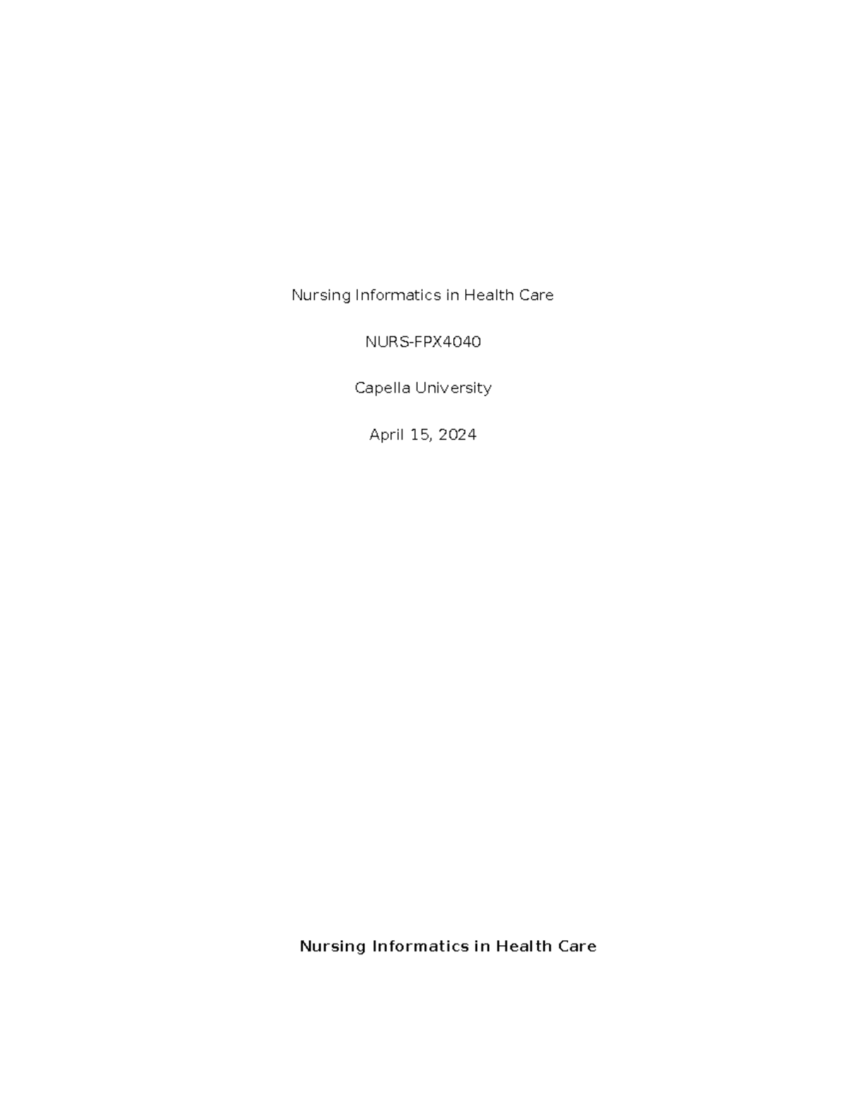 Nursing Informatics in Health Care - Nursing Informatics in Health Care ...