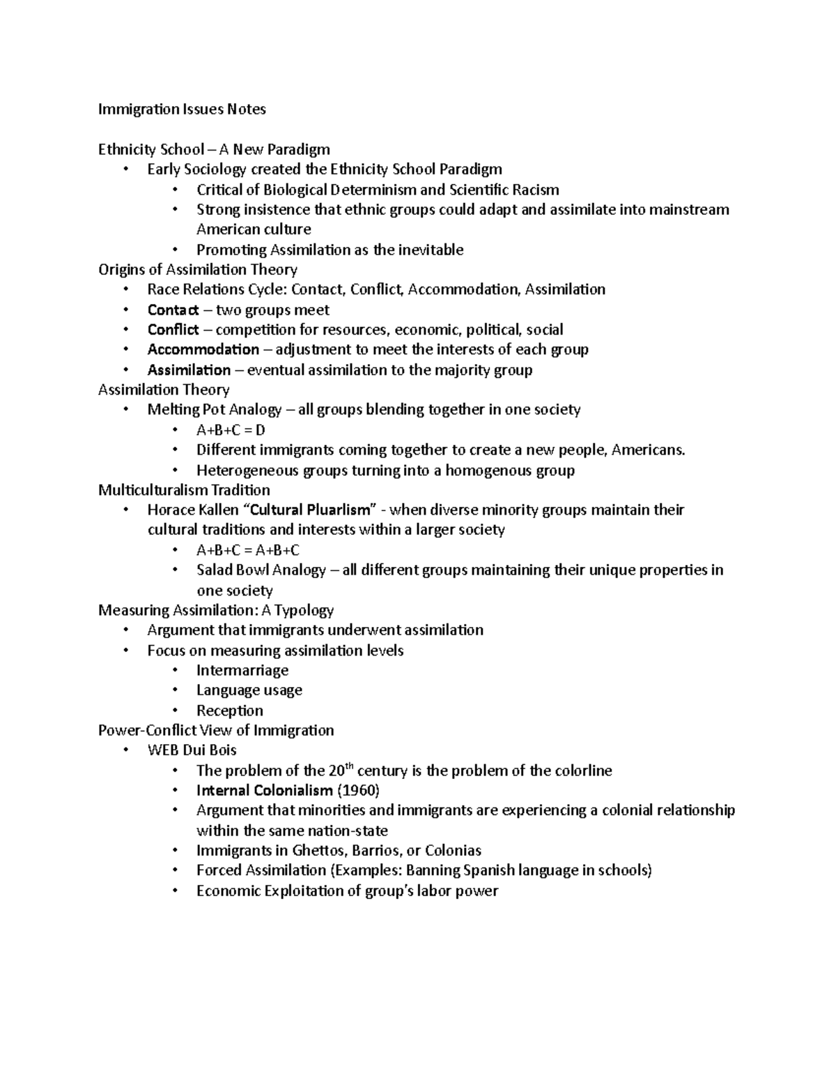 Immigration Issues Notes - Immigration Issues Notes Ethnicity School ...