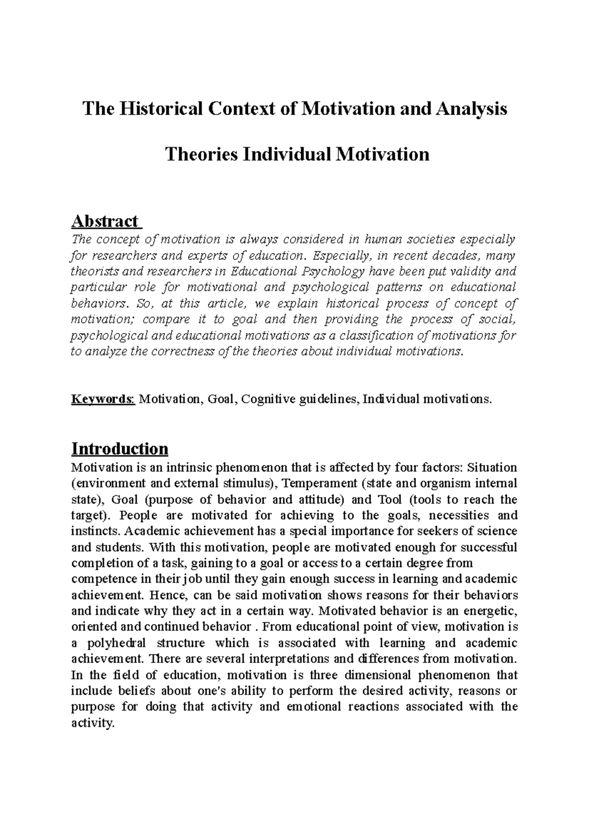 Main 1 - this is the part of the motivation. The mains of the ...