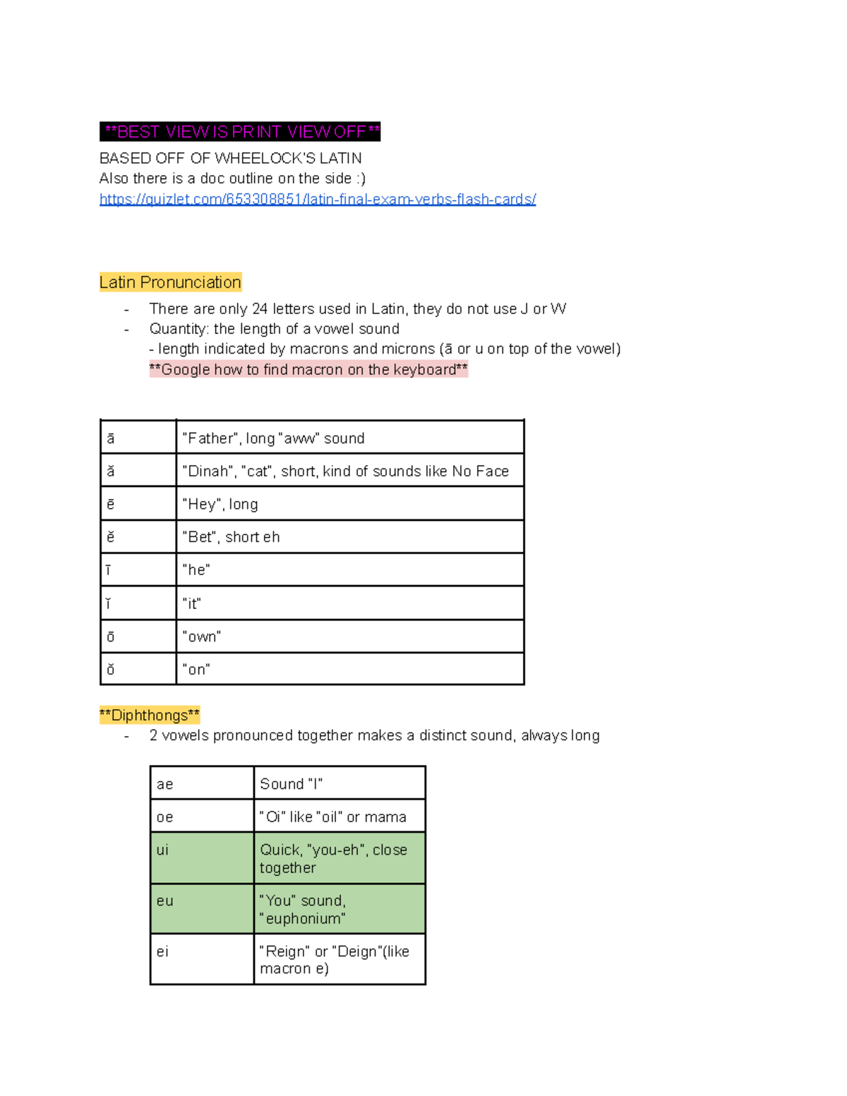 Latin Notes - BEST VIEW IS PRINT VIEW OFF BASED OFF OF WHEELOCK’S LATIN ...
