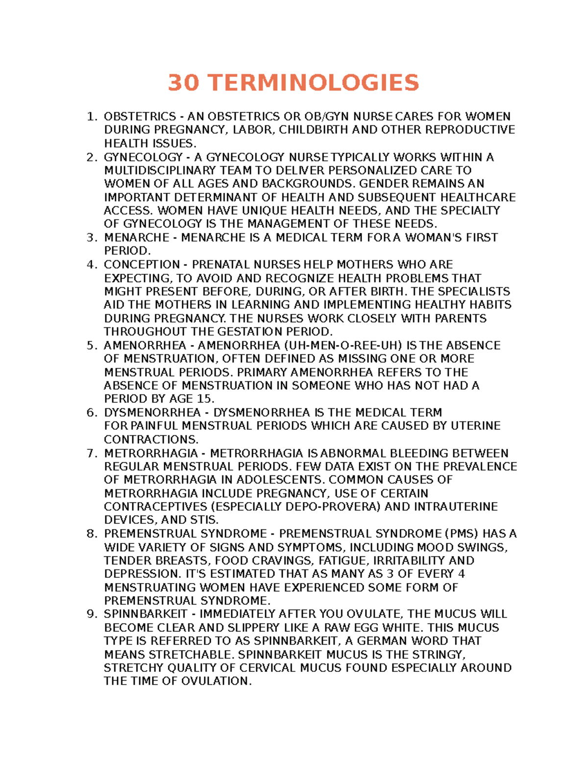 30 Terminologies - cycle is the most utmost importance in maternity ...