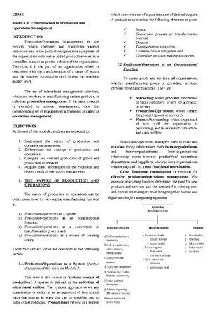 Lessons 1 - Operations Management and TQM Course - JOB SHOP Production ...