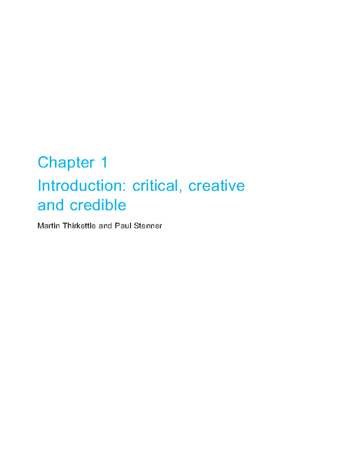 Book 1, chapter 1 - Chapter 1 Introduction: critical, creative and ...