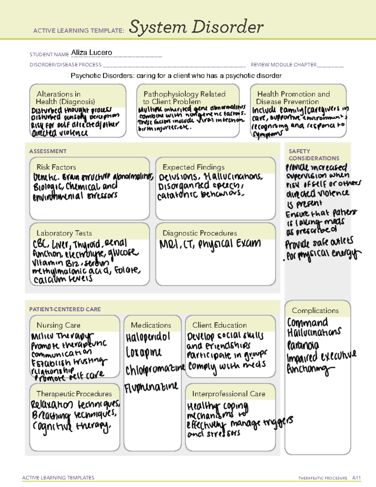 MH 8 - Ati - ACTIVE LEARNING TEMPLATES TherapeuTic procedure A System ...