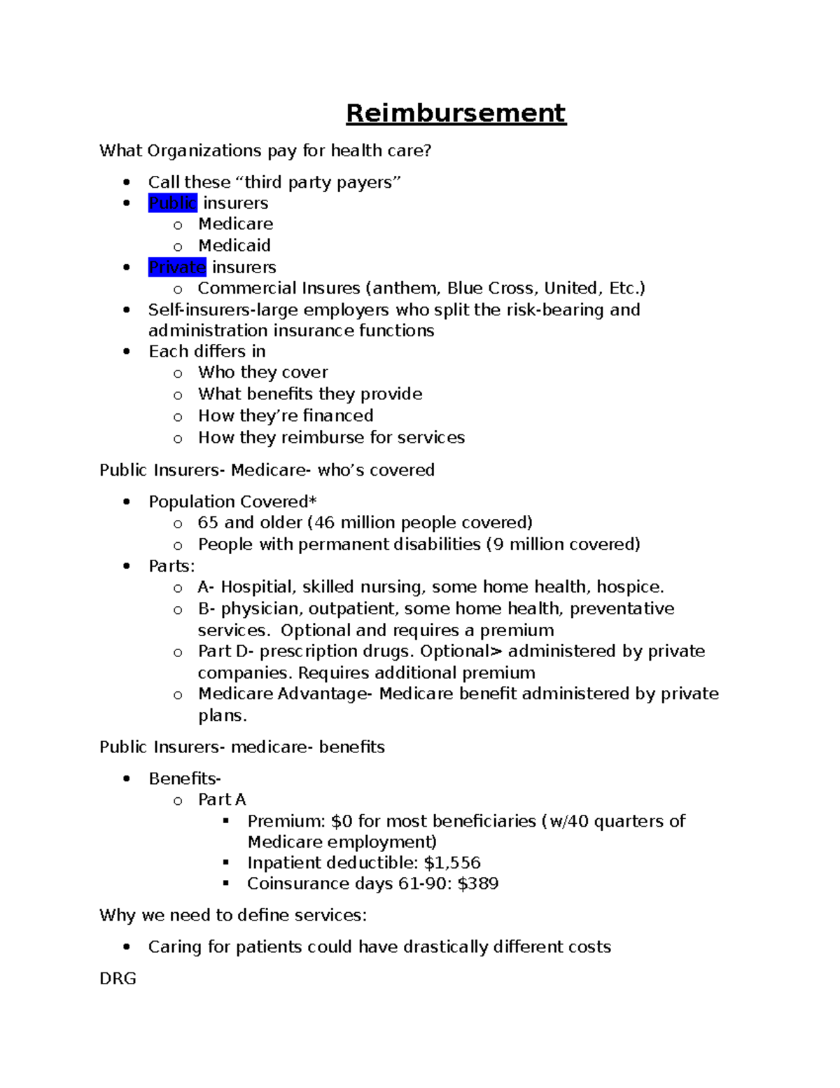 Reimbursement Notes 09-07-2022 - Reimbursement What Organizations pay ...