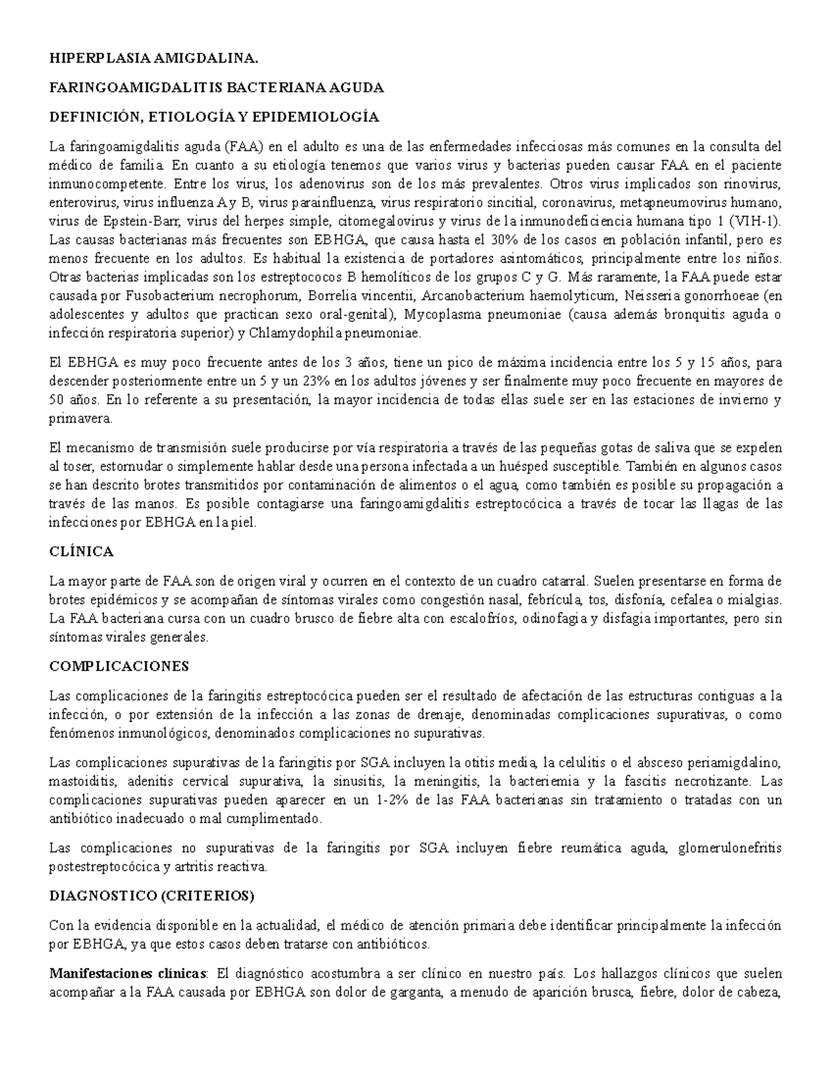 Faringoamigdalitis bacteriana aguda e hiperplasia amigdalina ...