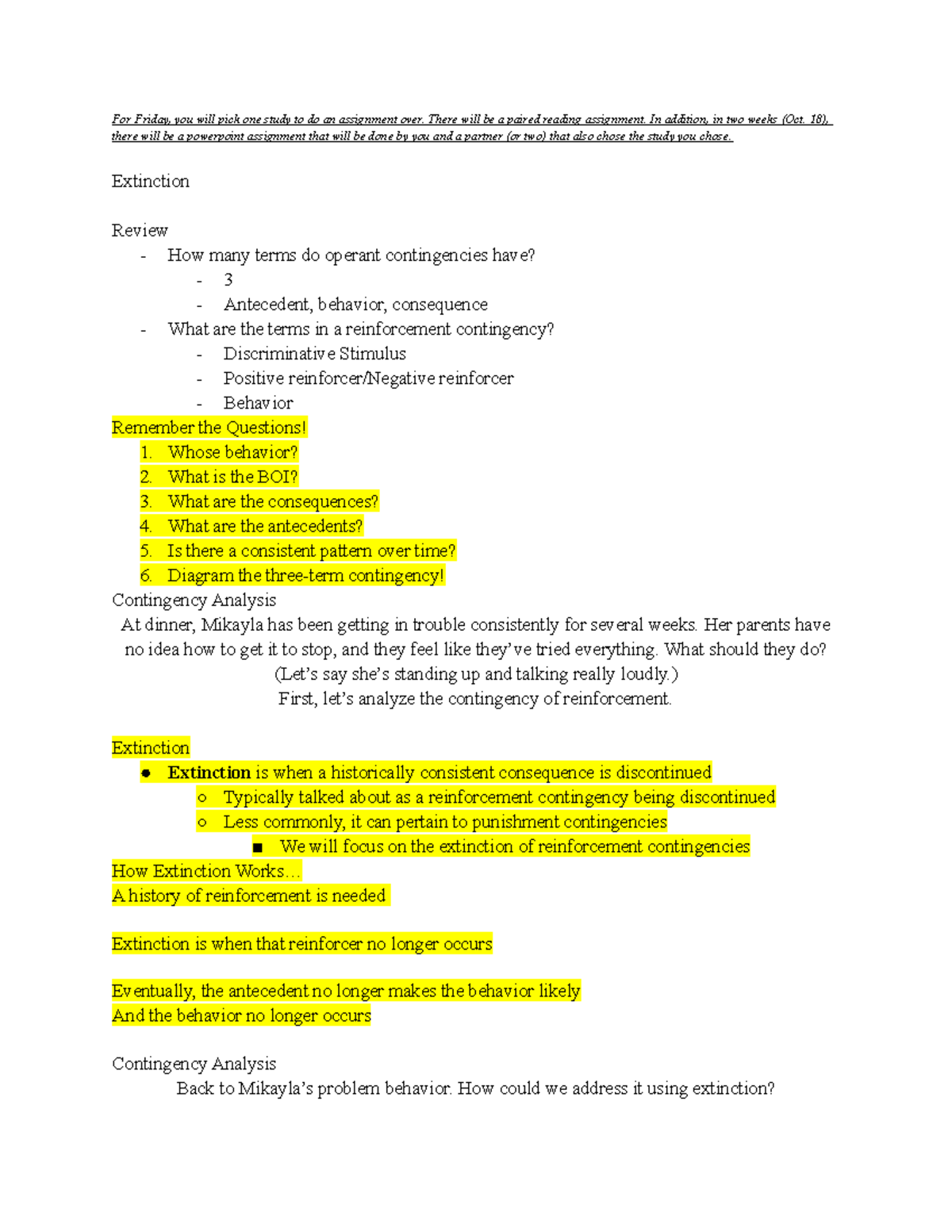 Oct. 4 - Notes from Professor Hope - For Friday, you will pick one ...