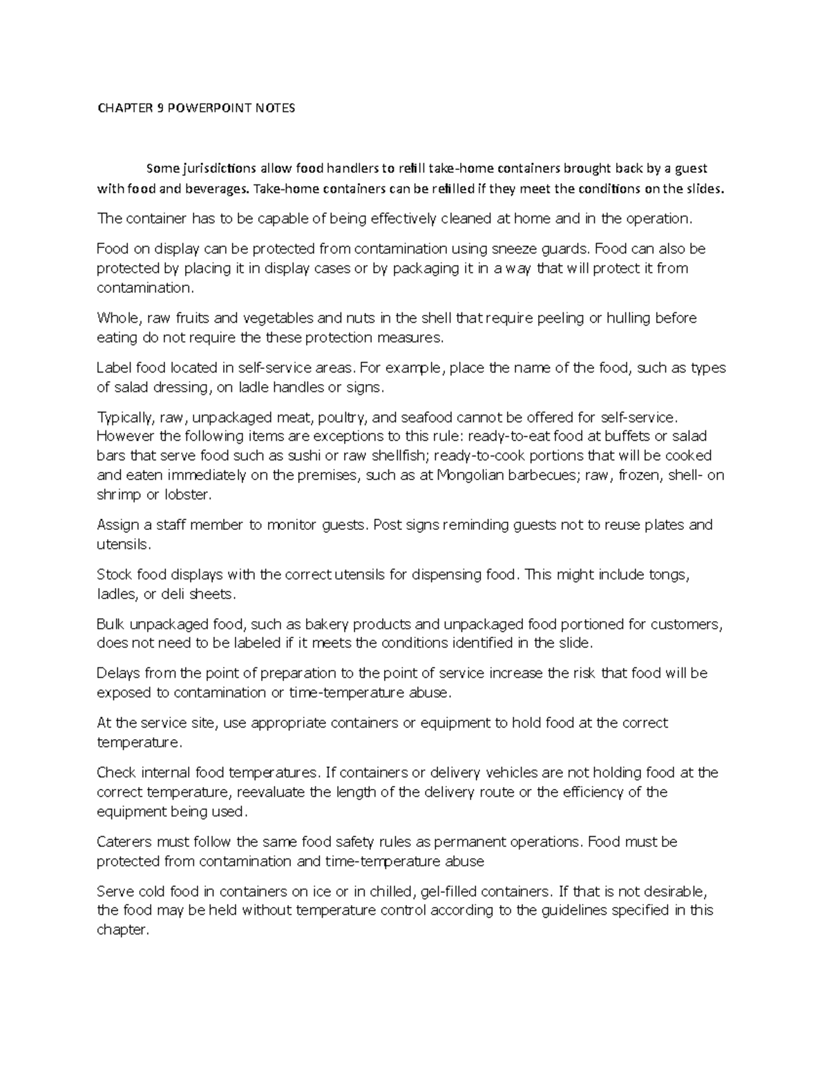 Chapter 9 powerpoint culinary notes 2 - CHAPTER 9 POWERPOINT NOTES Some ...