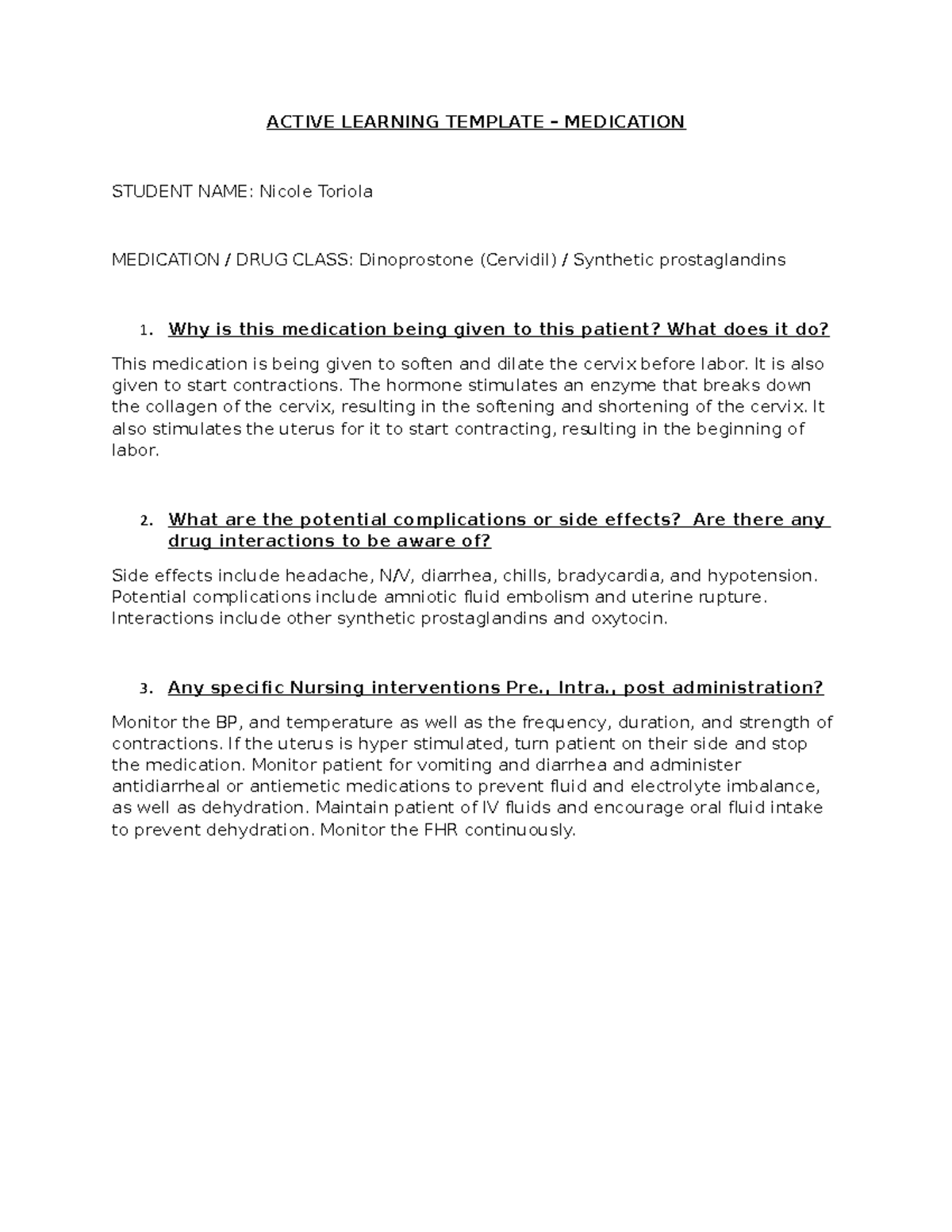 2 OB Medication Template - ACTIVE LEARNING TEMPLATE – MEDICATION ...