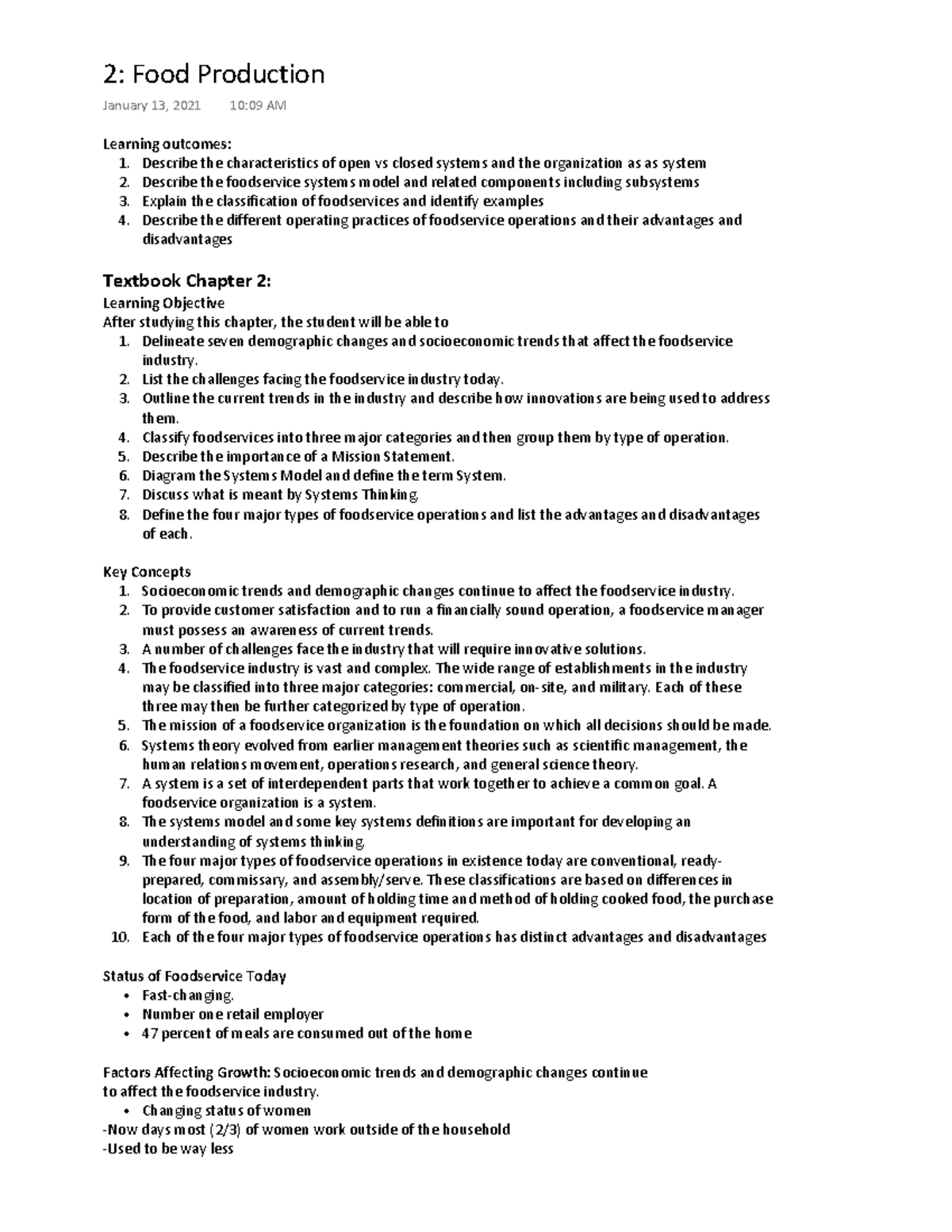 Module 1- Food Production - >ĞĂƌŶŝŶŐ ŽƵƚĐŽŵĞƐ͗ ϭ͘ - Studocu