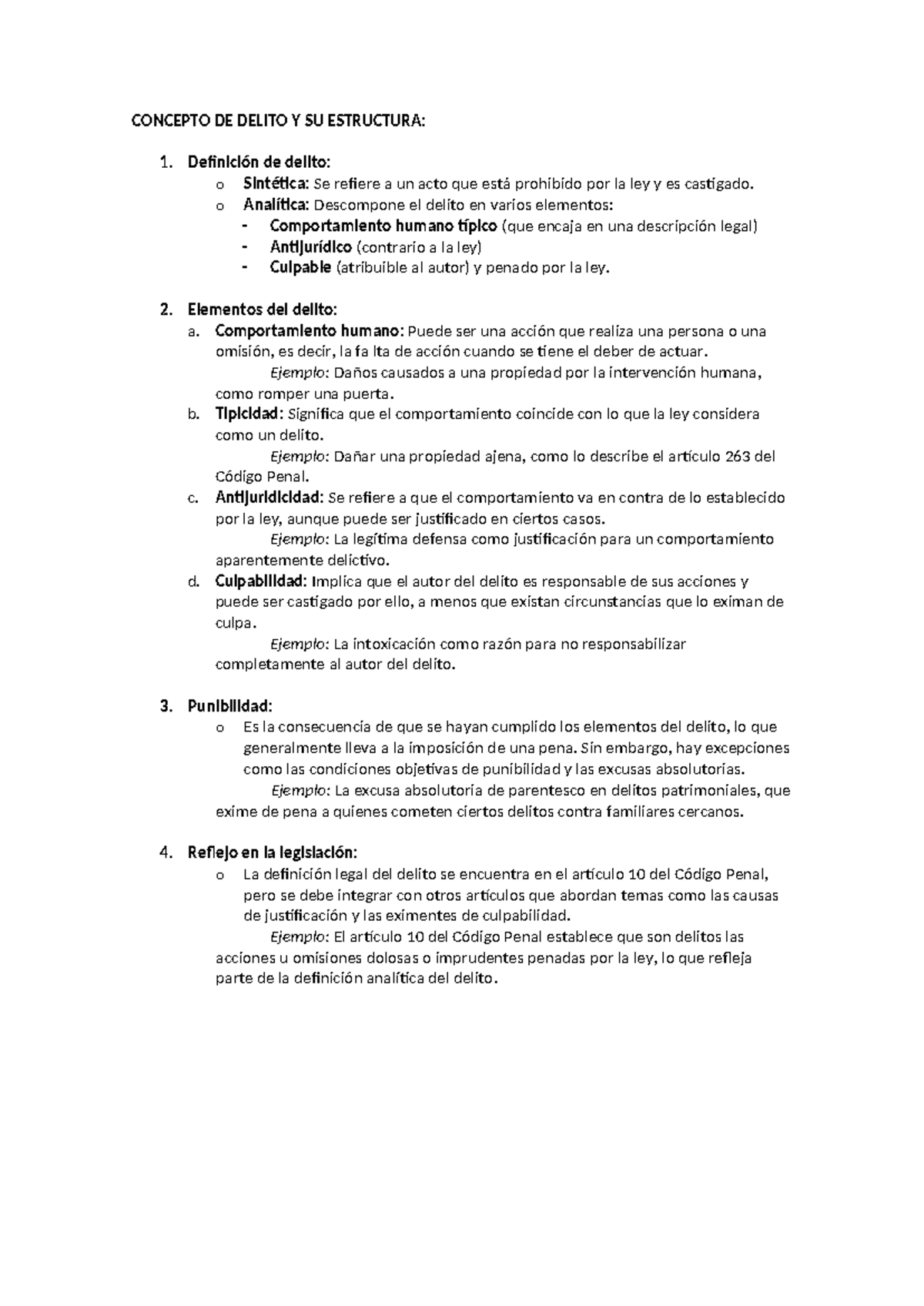 Concepto DE Delito Y SU Estructura - CONCEPTO DE DELITO Y SU ESTRUCTURA: 1. Definición de delito ...