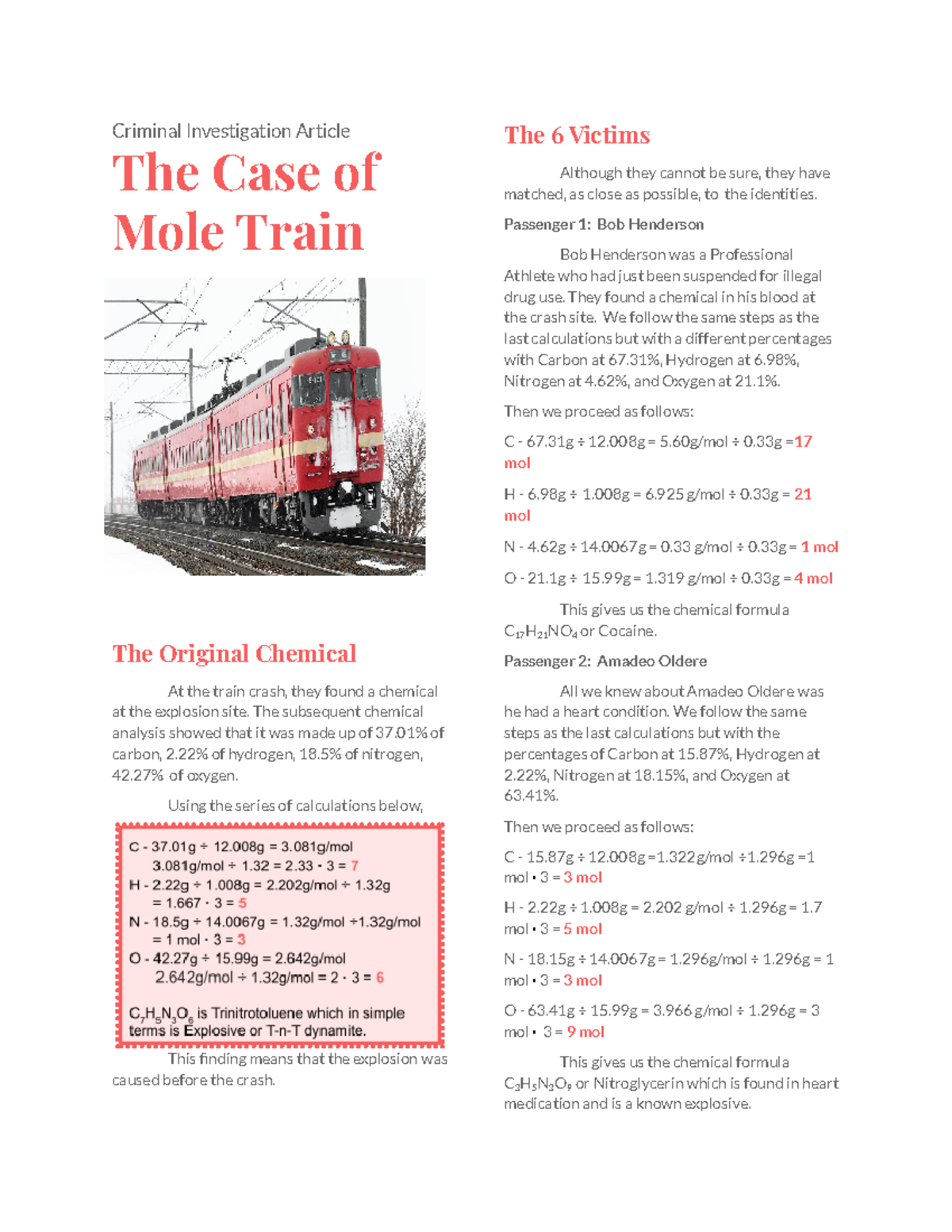 The Case of Mole Train - Criminal Investigation Article The Case of ...