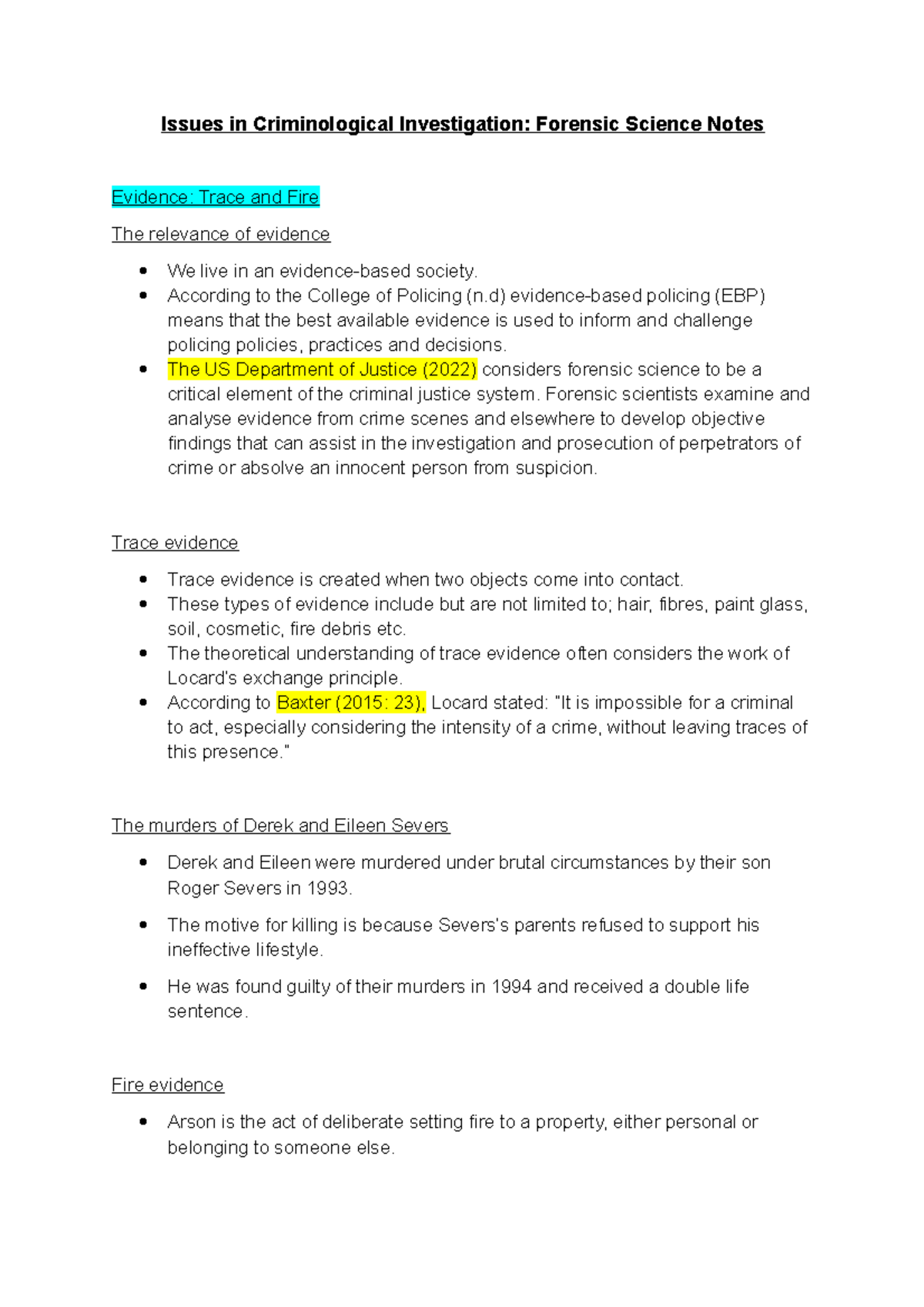 Evidence- Trace and Fire - Issues in Criminological Investigation ...
